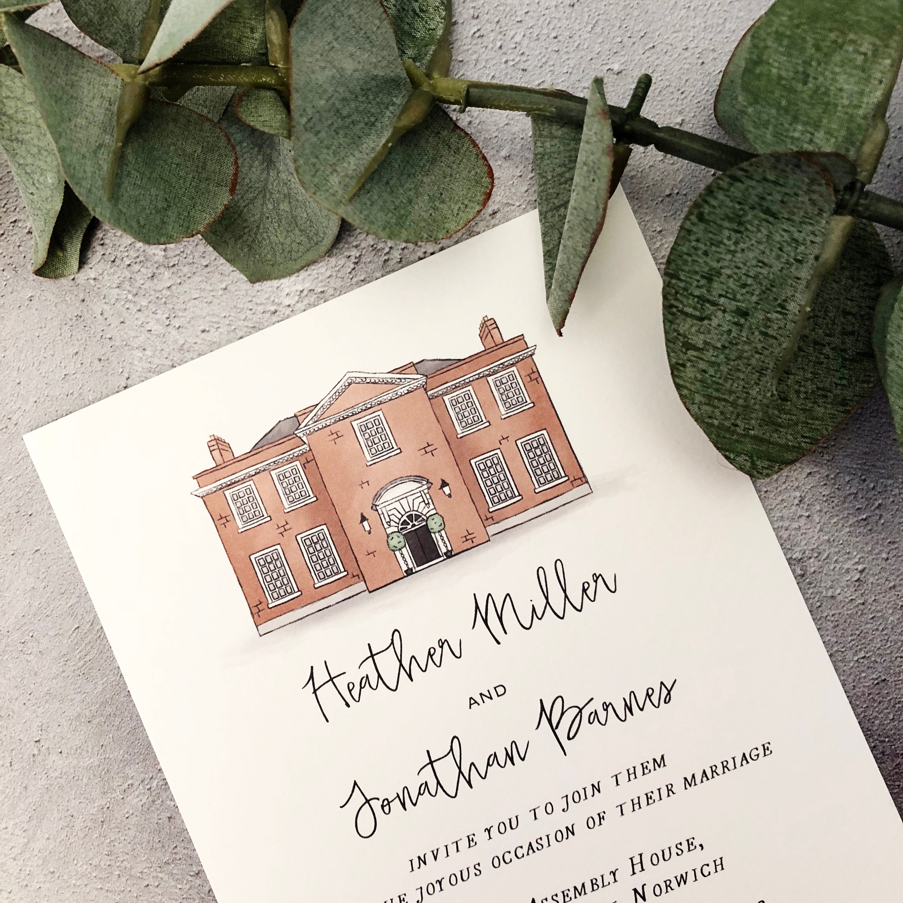Illustrated Wedding Venue Invitation Set | Etsy