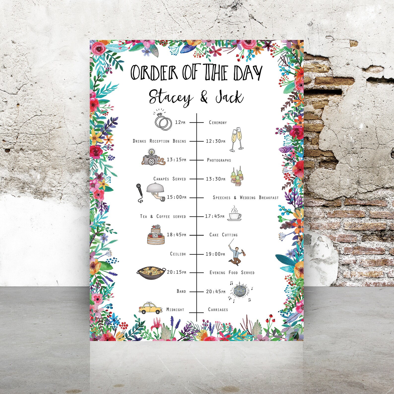 Colourful Flowers Wedding Table Plan Bright Flowers Seating - Etsy UK