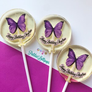 Purple Butterfly Custom Lollipop Favors, Butterfly Suckers, Purple ...
