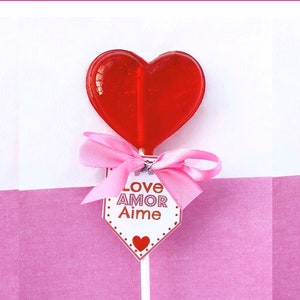 Heart Shaped Lollipops With Love Tag, Valentine’s Day Lollipops, Treats ...