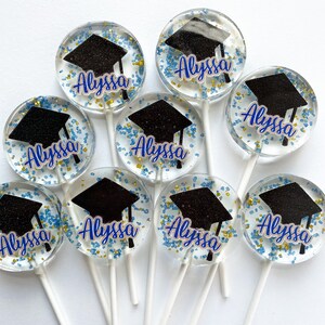 Graduation Cap and Custom Name Lollipop Favors, Graduation Party Favors ...
