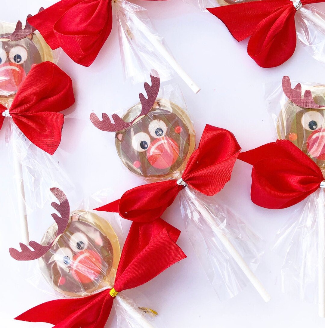 Red-nosed Reindeer Lollipops, Rudolph Hard Candy Lollipops, Holiday ...