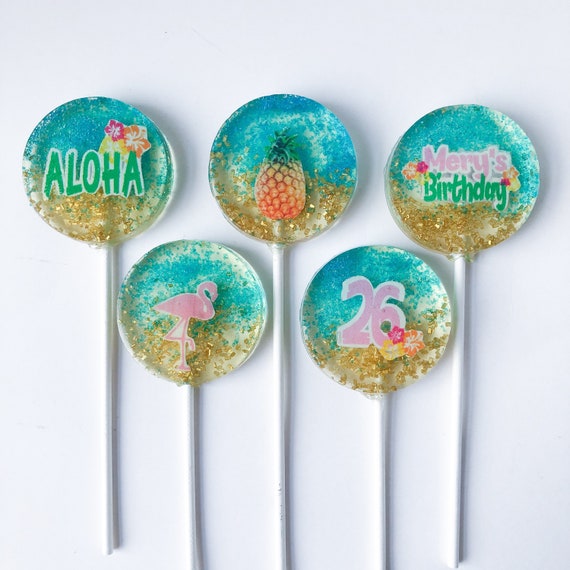 Tropical Lollipops Luau Party Candy Favors Flamingo | Etsy