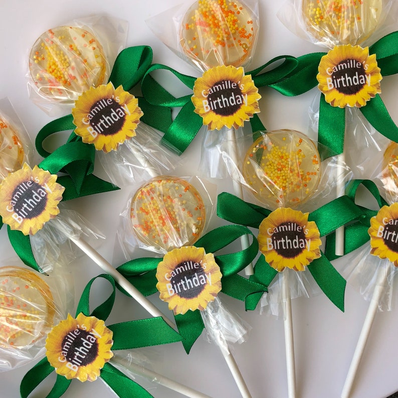 Sunflower Inspired Customize Sprinkled Lollipops, Sunflower Yellow ...
