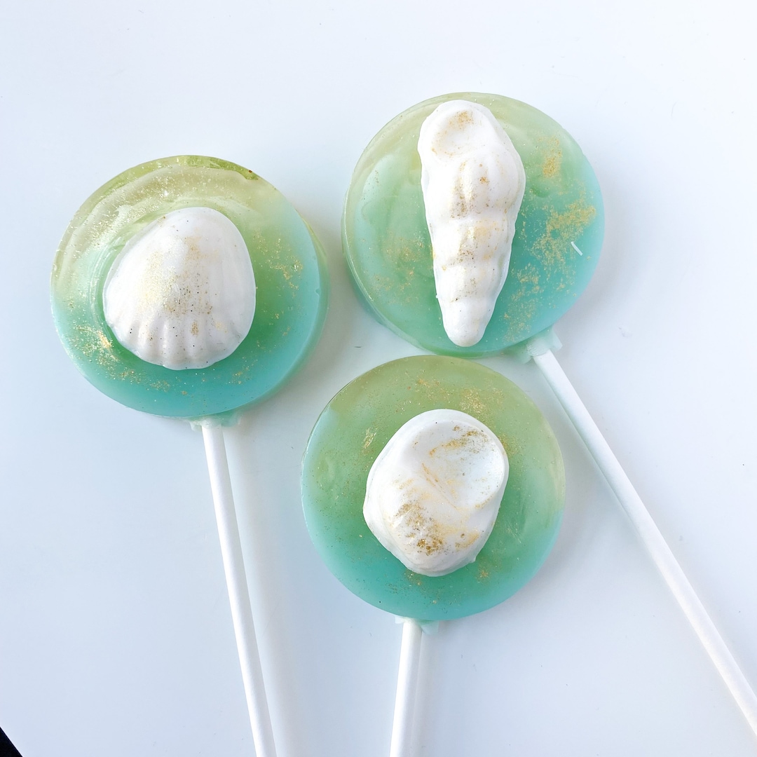 Beach Lollipops Party Favors, Seashells Candy, Marine Birthday Handouts ...