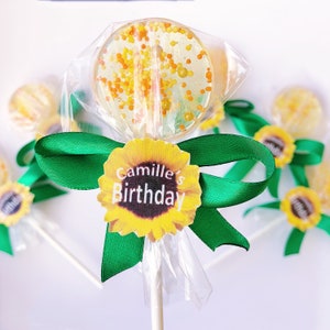 Sunflower Inspired Customize Sprinkled Lollipops, Sunflower Yellow ...