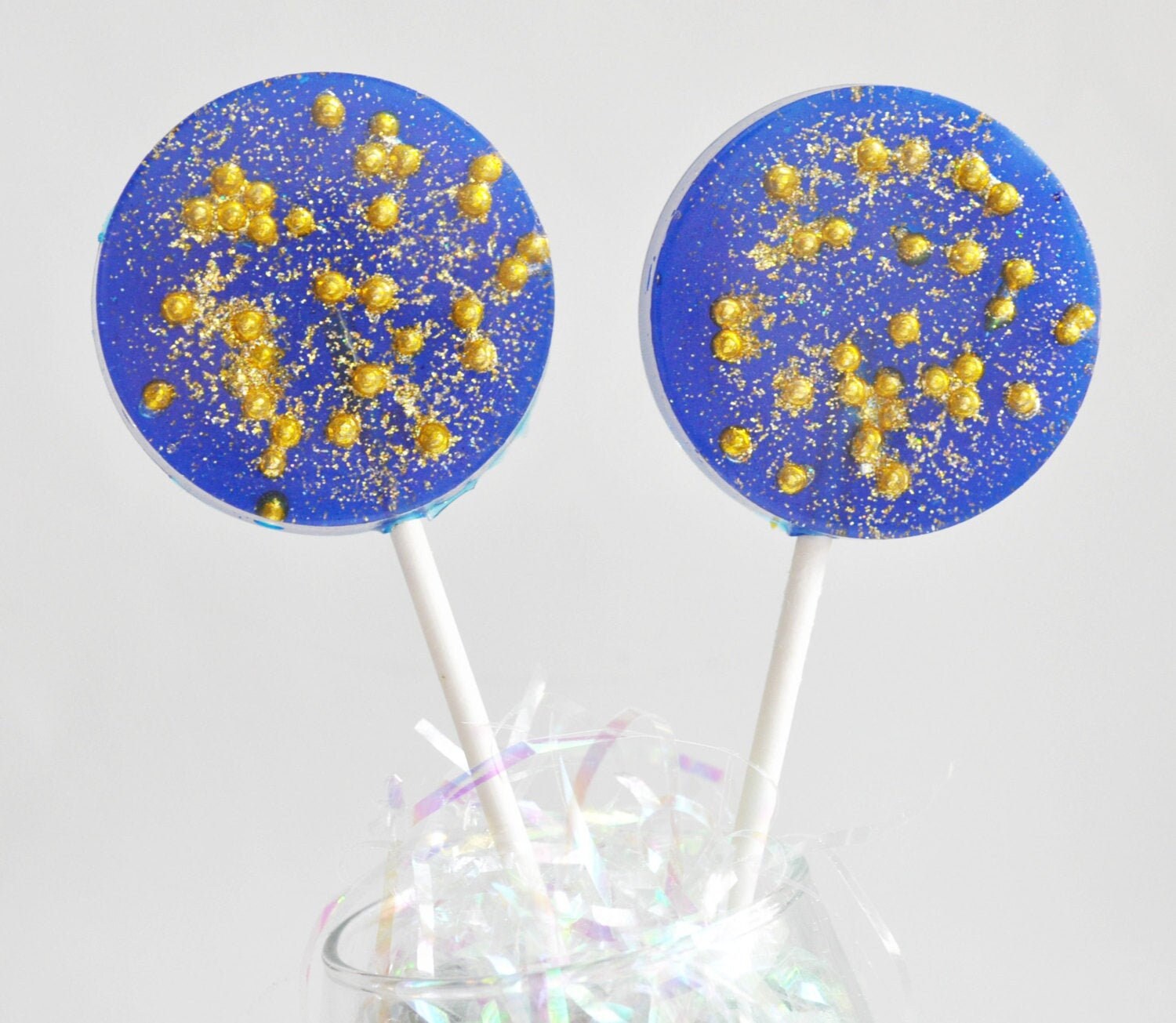 Blue and Gold Lollipops Wedding favors hard candy lollipops | Etsy