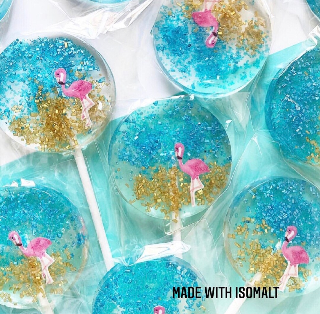 Flamingo and Sprinkles Lollipops, Customize Lollipops Favors, Hard ...