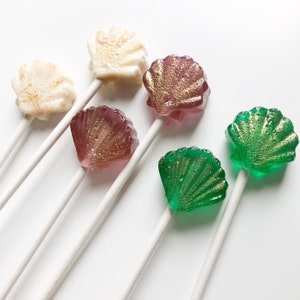 12 Mini Seashells Shaped Lollipop Favors, Clamshells Shaped Party ...