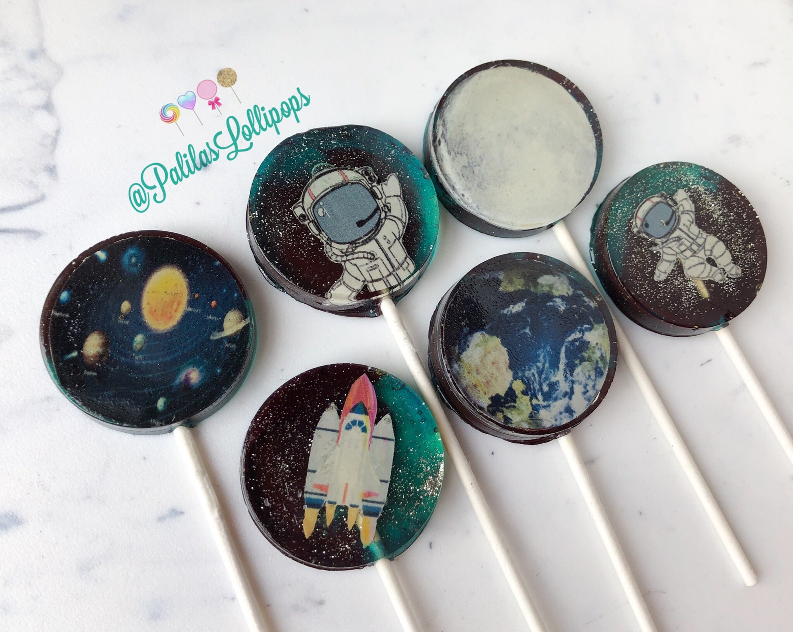 Space lollipops party favors astronauts and planets themed | Etsy
