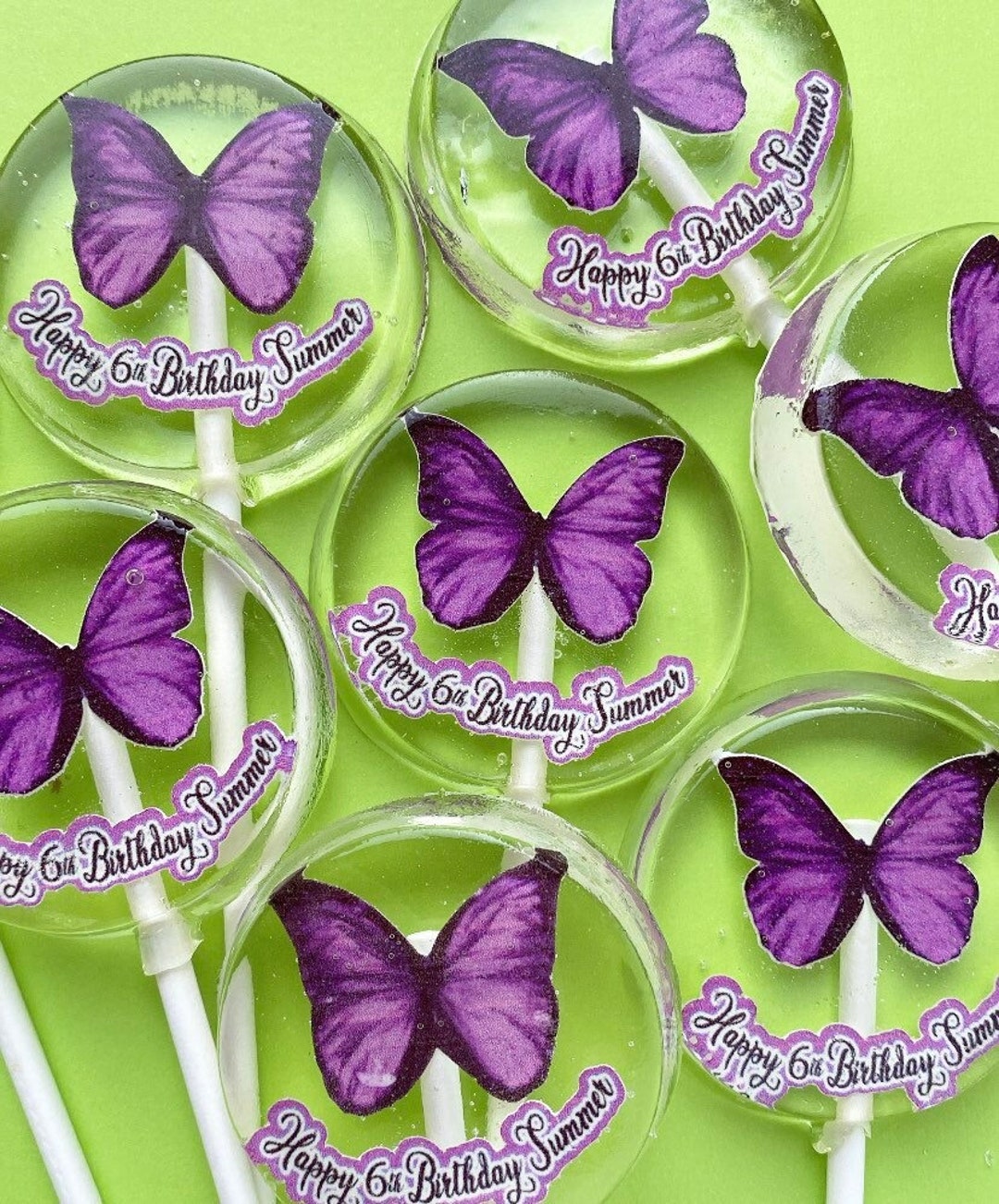 Purple Butterfly Custom Lollipop Favors, Butterfly Suckers, Purple ...