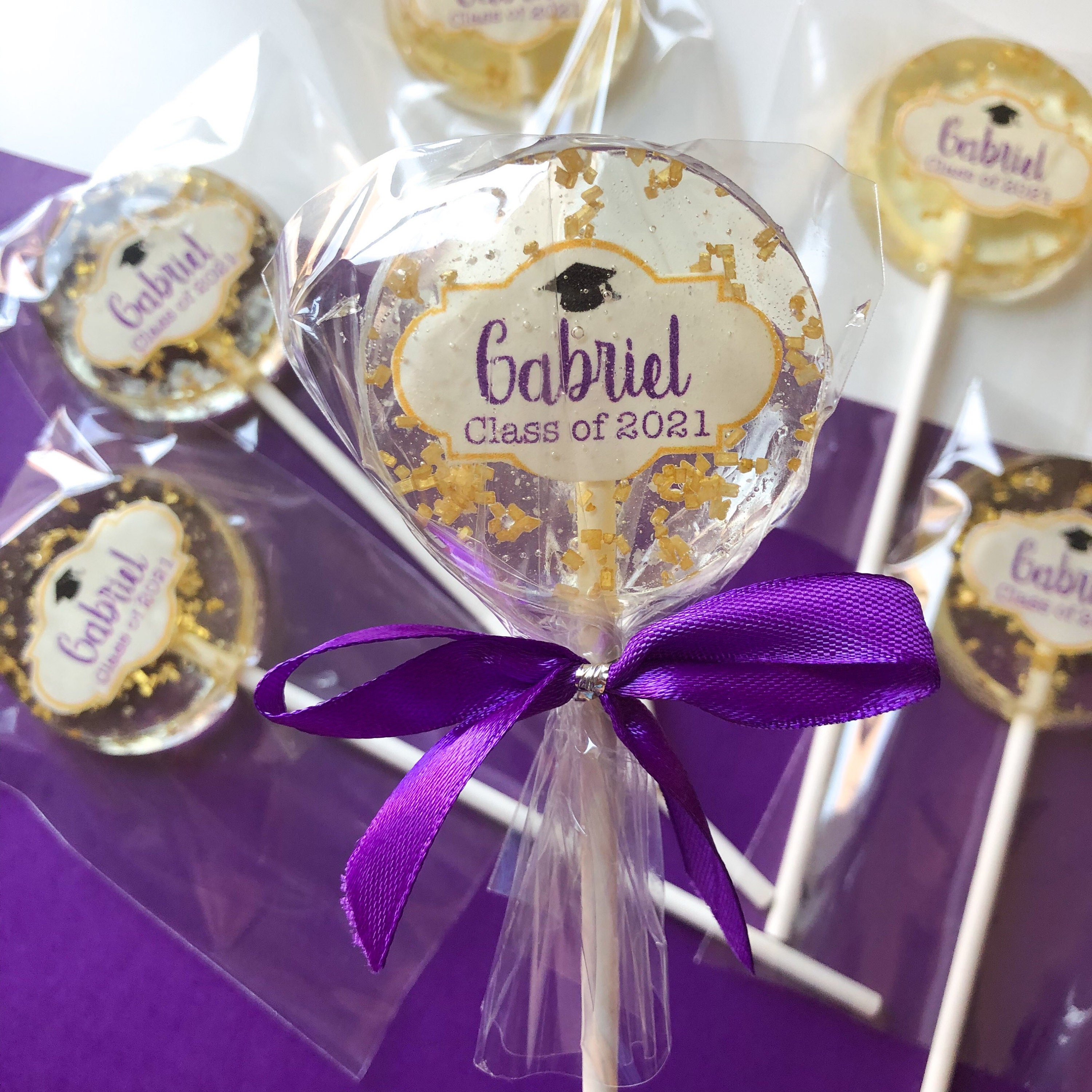 Customize purple Graduation Lollipop Favors Graduation party | Etsy
