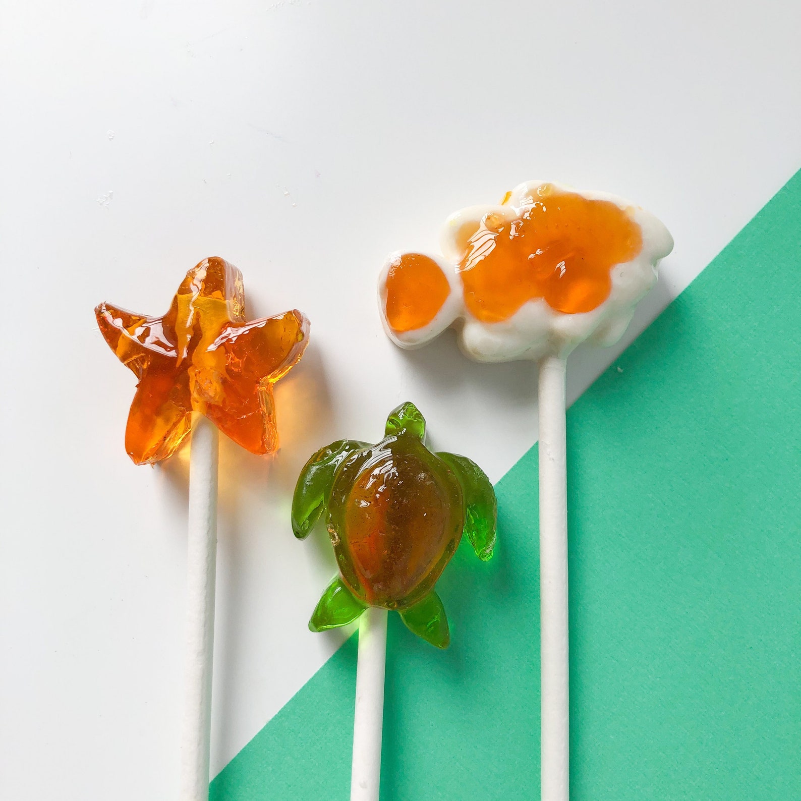 12 Mini Sea themed shaped lollipops sea star Turtle Fish | Etsy