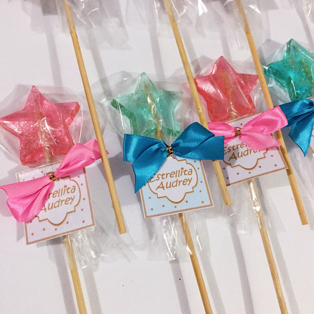 Star Shaped Hard Candy Lollipops, Star Shaped Lollipop Favors, Star ...