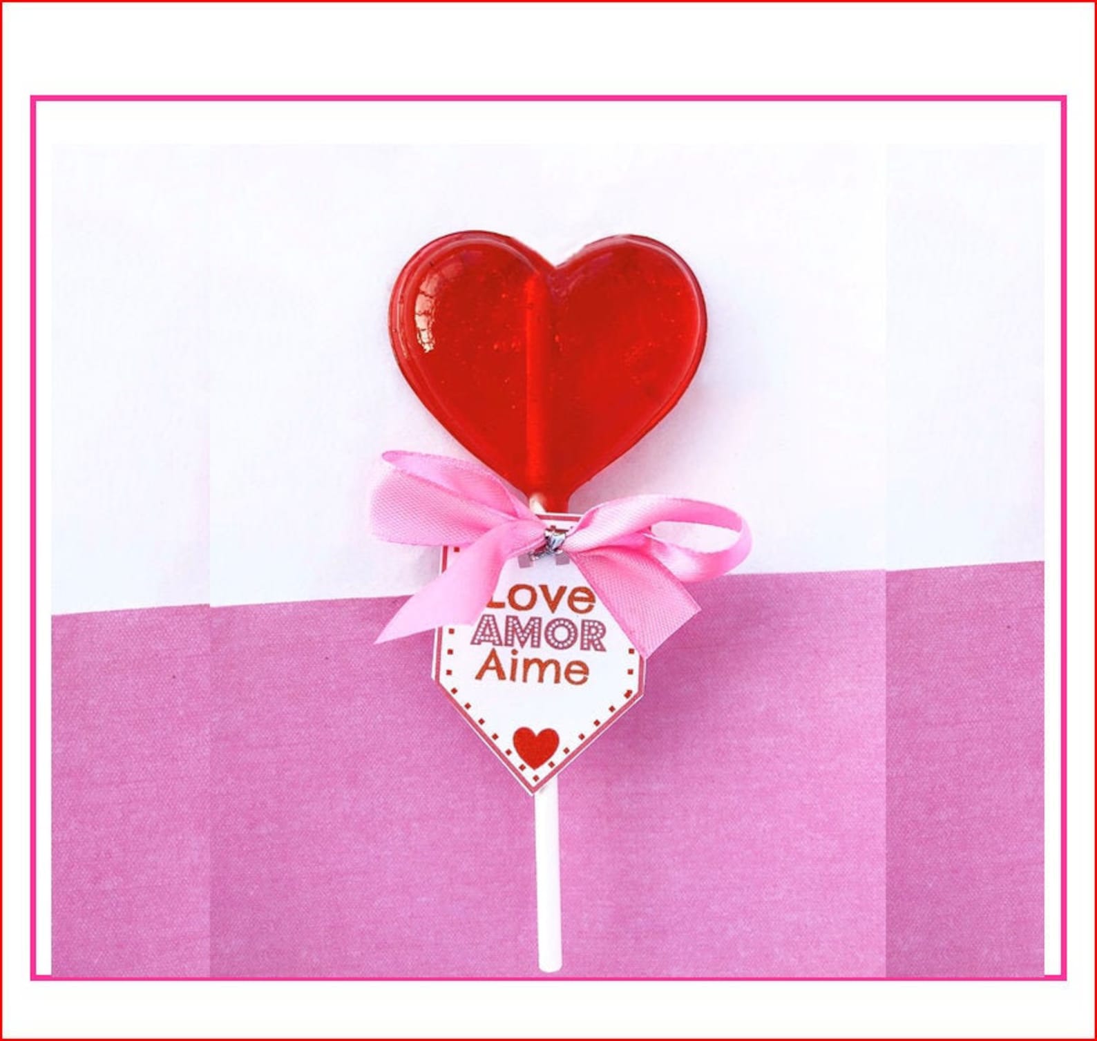 Heart Shaped Lollipops With Love Tag Valentines Day | Etsy