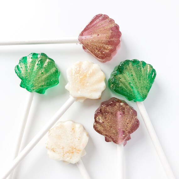 12 Mini seashells shaped lollipop favors clamshells shaped | Etsy