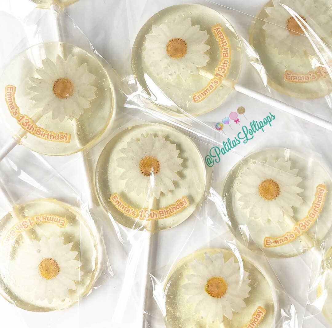 Customized Daisy Flower Lollipops, Daisy Flower Baby Shower, Flower ...
