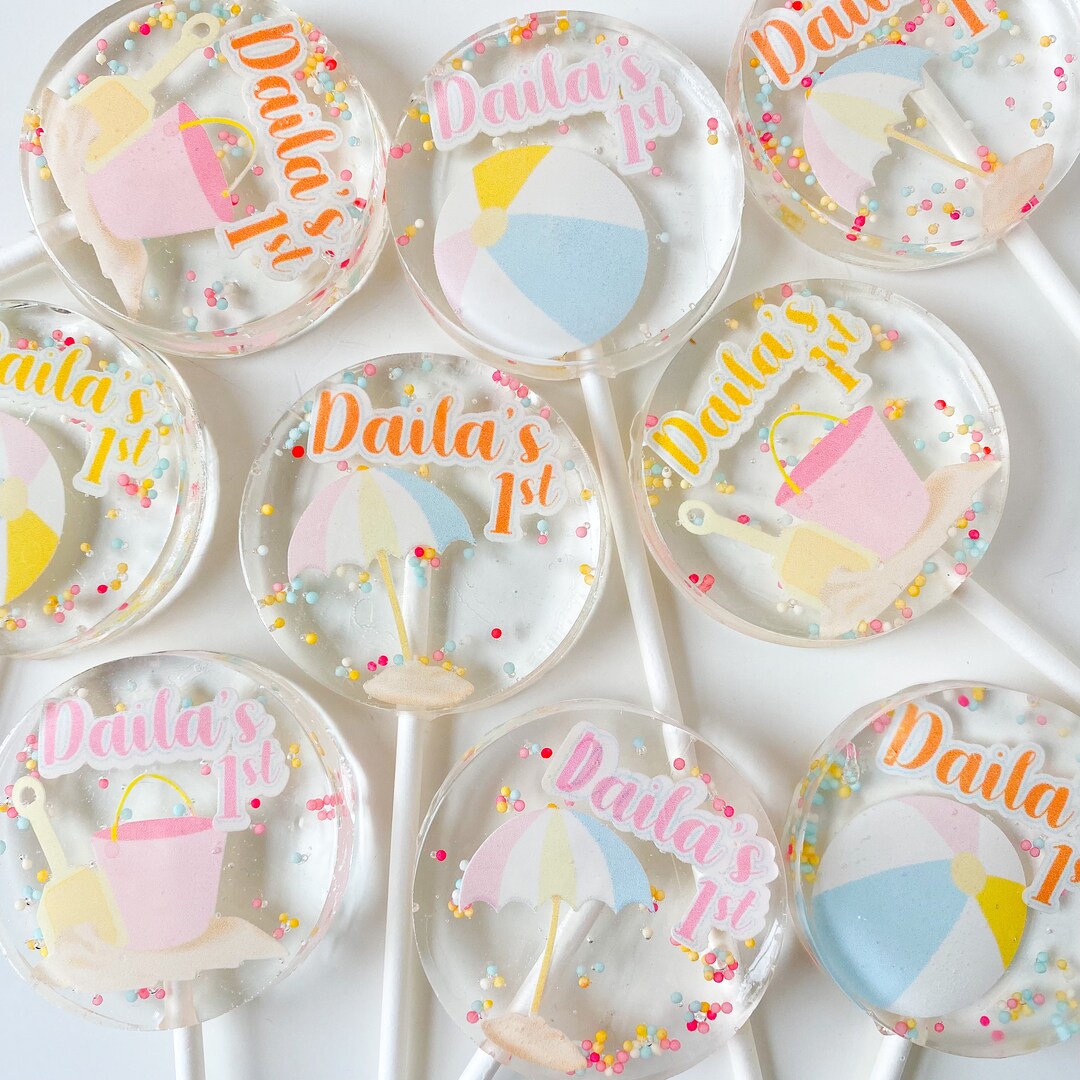 Pastel Themed Summer Beach Party Favors, Beach Day Lollipops, Summer ...