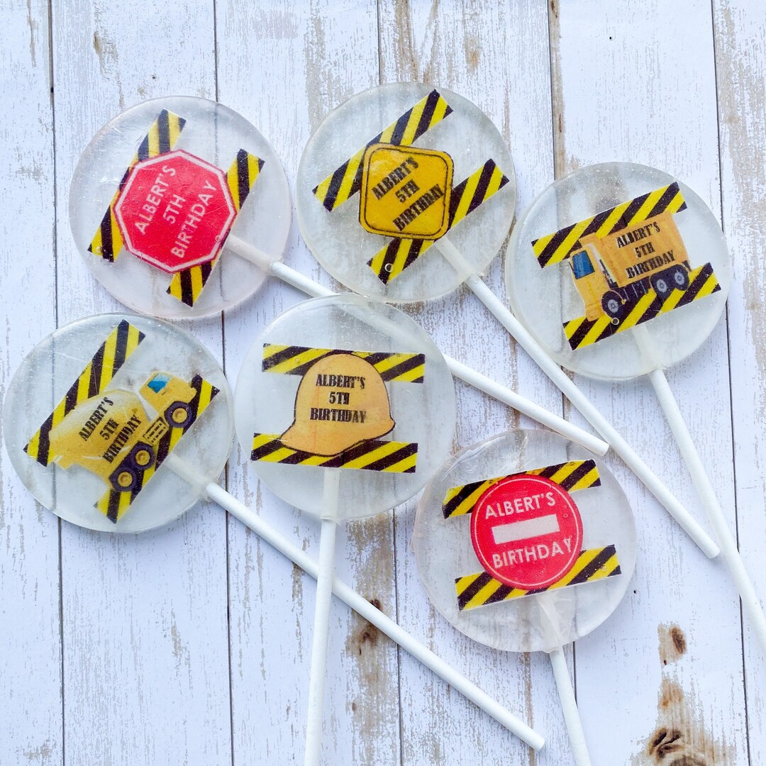 Construction Lollipops, Yellow Truck Favors, Dumbstruck Treats ...