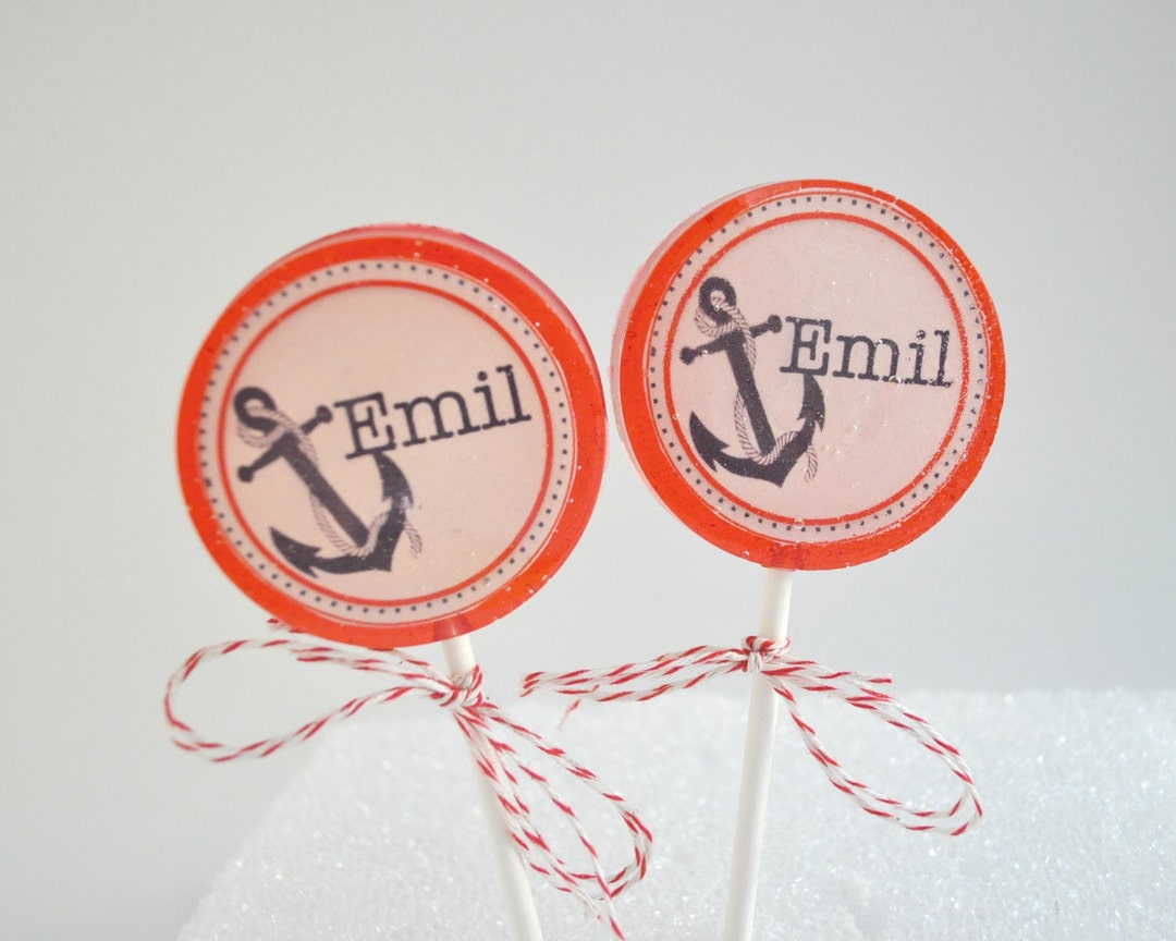 Nautical Themed Edible Image Red Lollipops, Birthday Party Favors, Baby ...