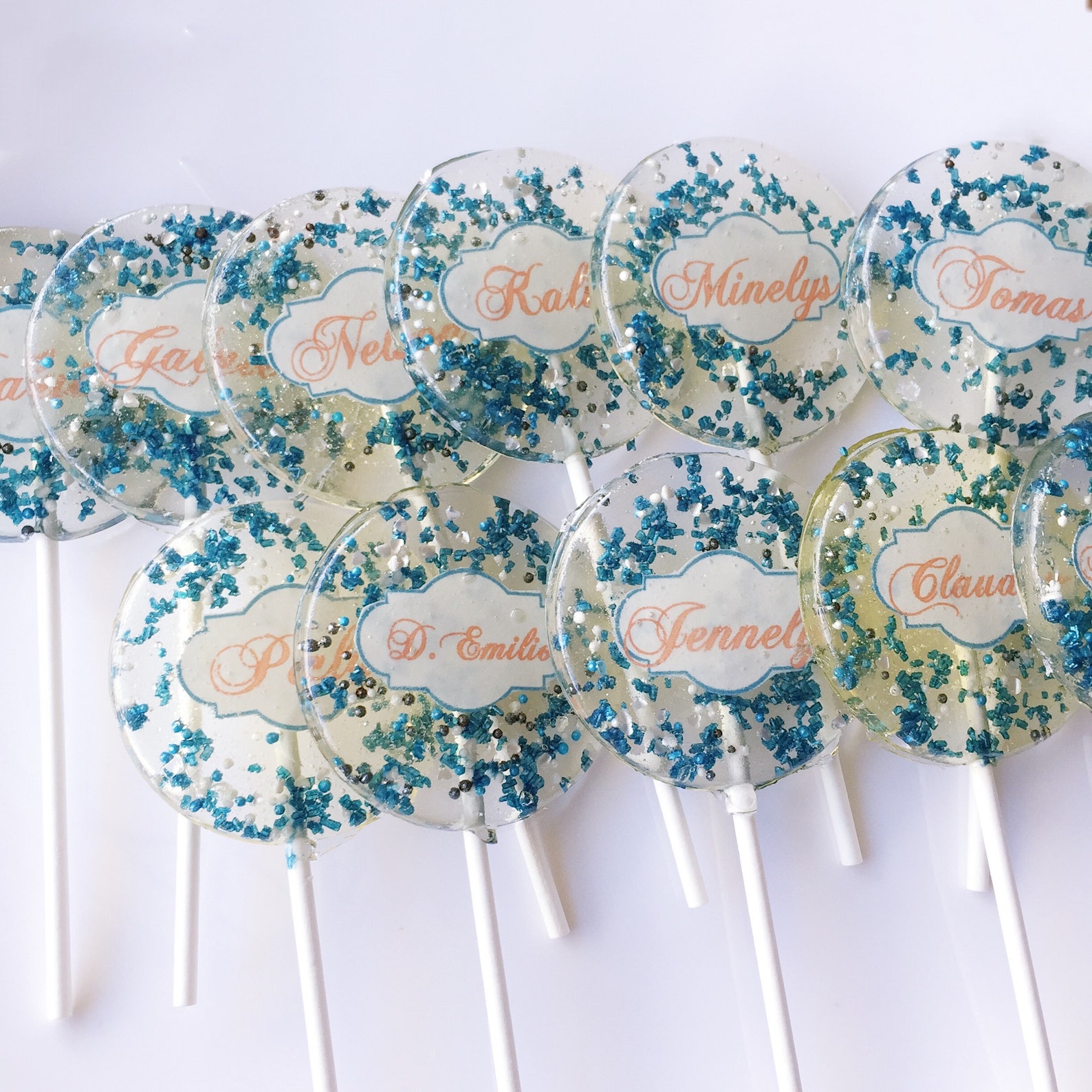 Red and Green Customize Name Lollipops, Holiday Party Favors, Christmas ...