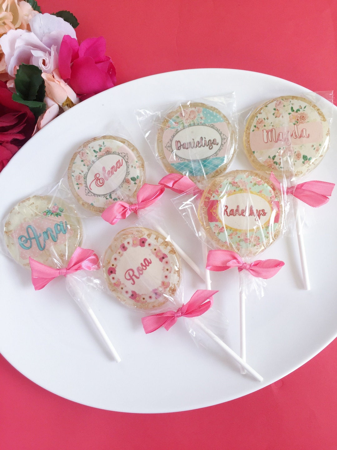 Customize Vintage Flower Lollipops, Gift Tag Suckers, Vintage Flowers ...