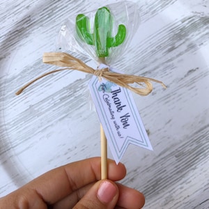 12 Mini Cactus Shaped Lollipops, Cactus Party Favors With Tags, Cactus ...