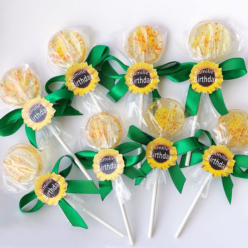 Sunflower Inspired Customize Sprinkled Lollipops, Sunflower Yellow ...