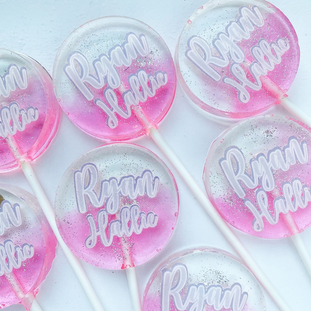 Pink and Silver Custom Lollipops, Pink Ombre Favors, Pink Party ...