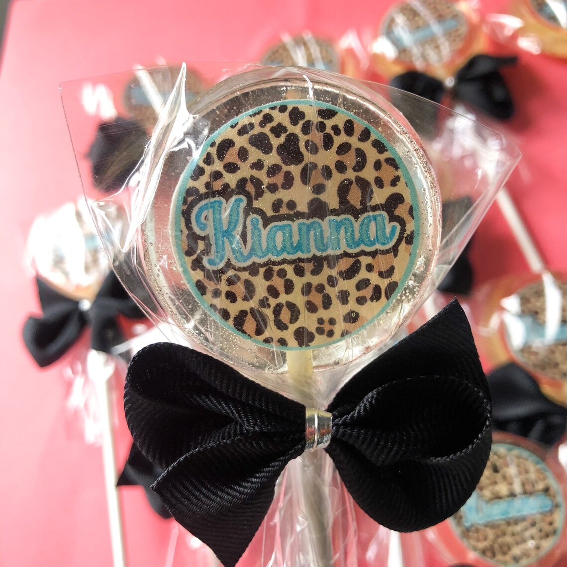 Animal Print and Custom Name Lollipops Leopard Print Part | Etsy