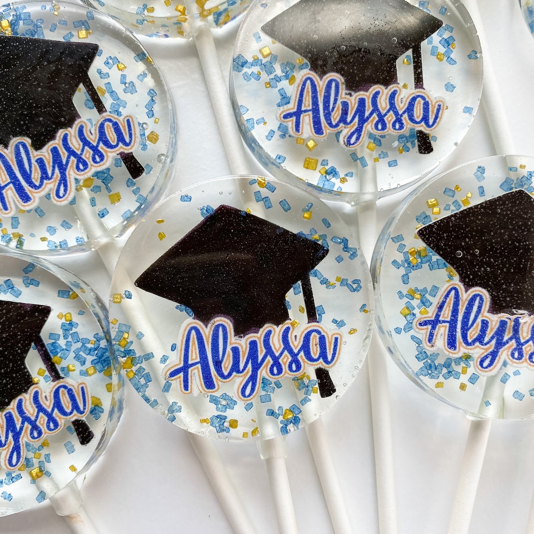 Graduation Cap and Custom Name Lollipop Favors, Graduation Party Favors ...