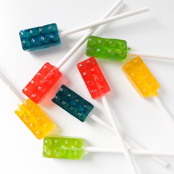 12 Mini Brick shaped lollipop favors brick themed party | Etsy