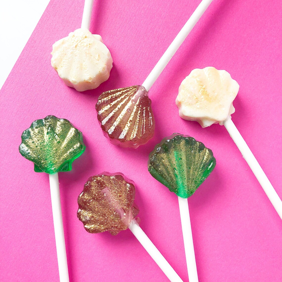 12 Mini seashells shaped lollipop favors clamshells shaped - Etsy 日本