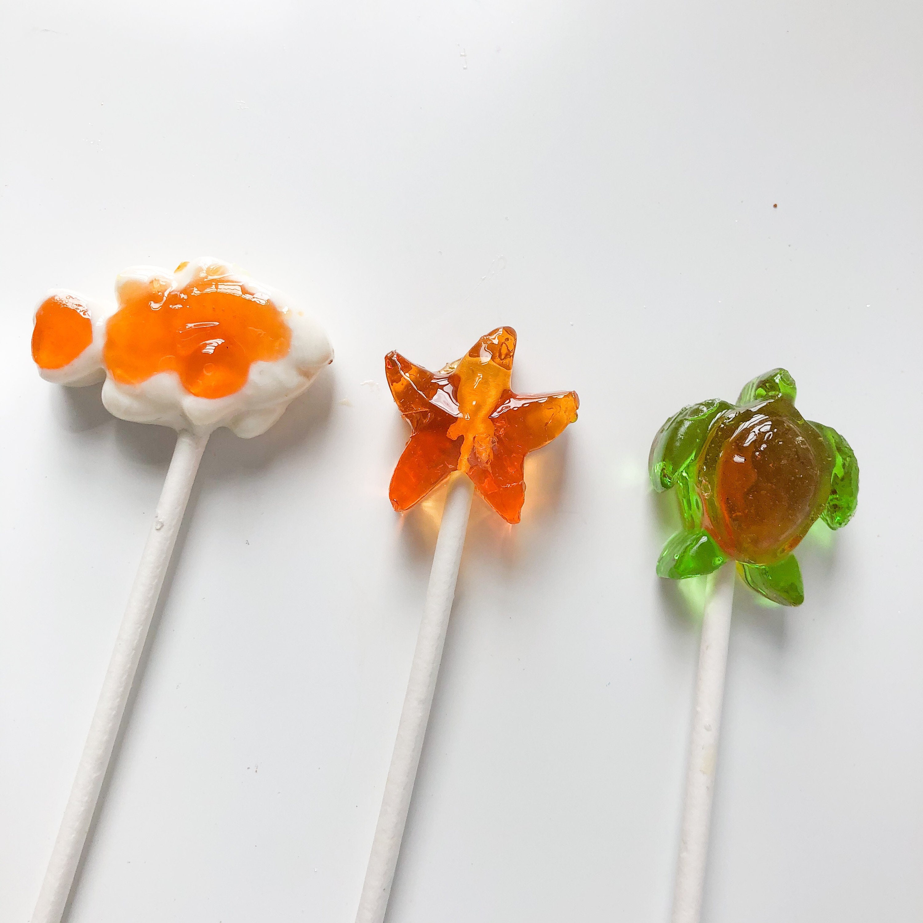 12 Mini Sea themed shaped lollipops sea star Turtle Fish | Etsy