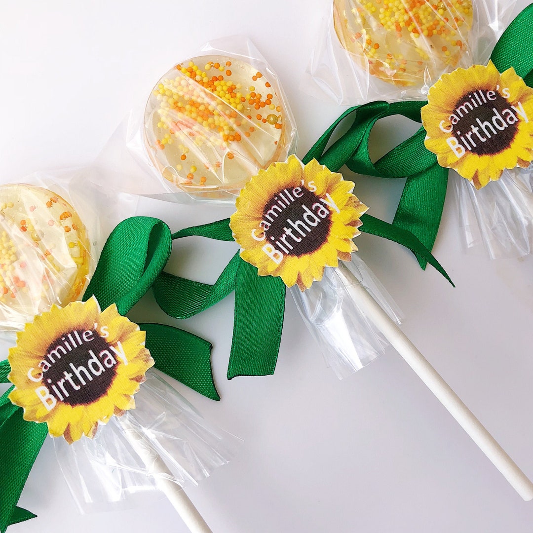 Sunflower Inspired Customize Sprinkled Lollipops, Sunflower Yellow ...