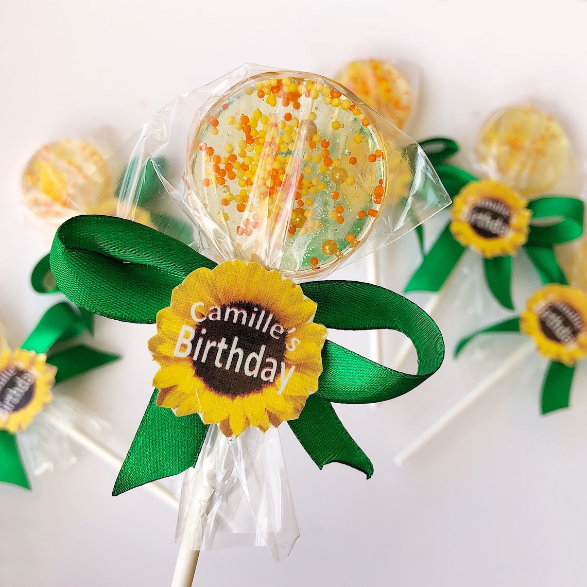 Sunflower Inspired Customize Sprinkled Lollipops Sunflower | Etsy