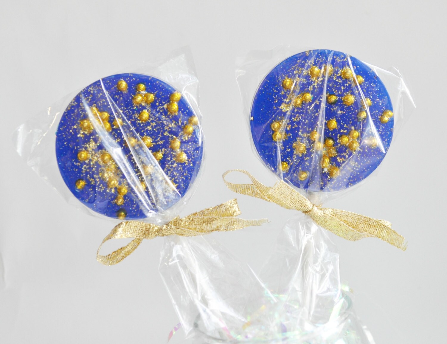 Blue and Gold Lollipops Wedding favors hard candy lollipops | Etsy
