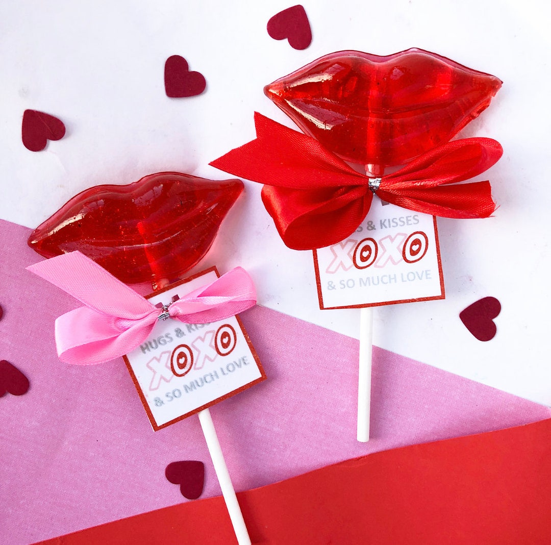 Red Full Lip Lollipops, Valentine ’s Day Lips Candy and Personalized ...