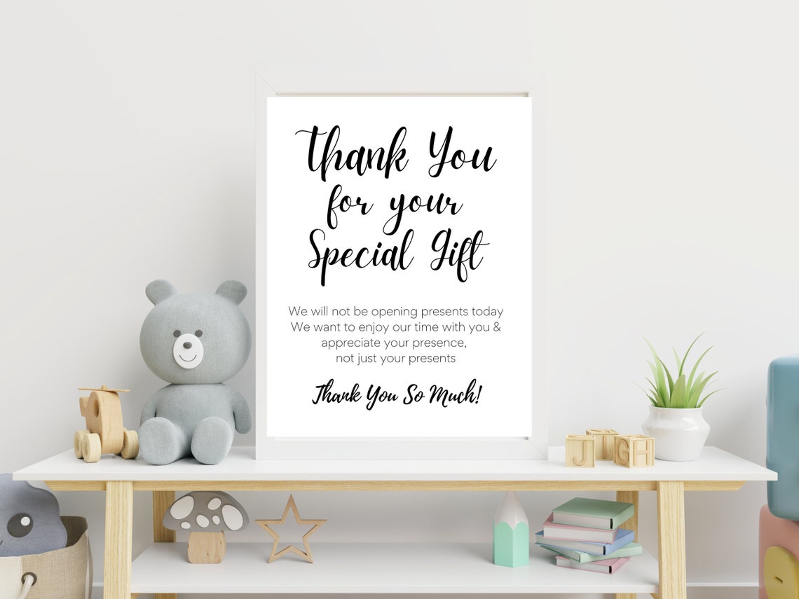 Not Opening Presents Printable, Thank You for Your Special Gift ...