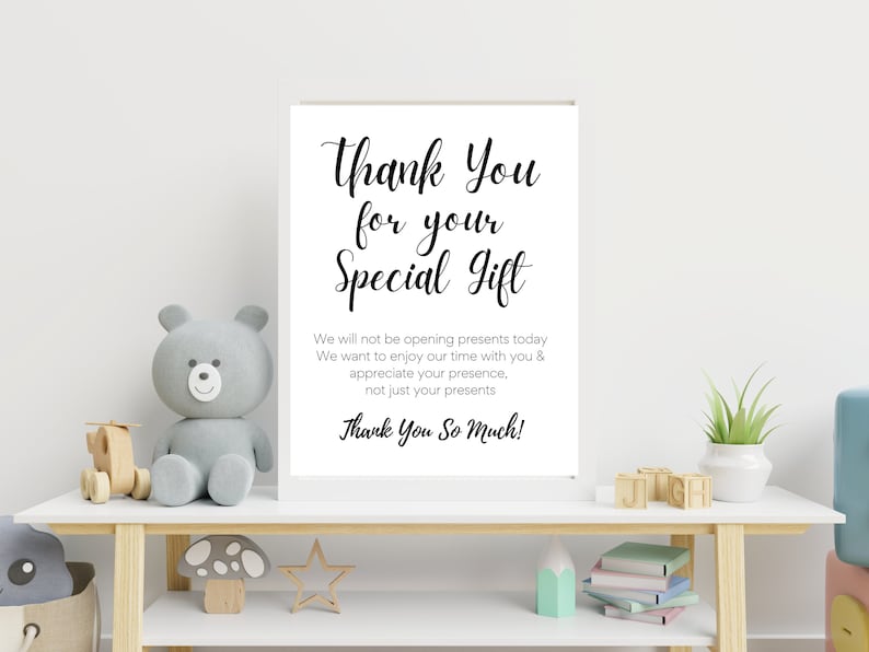 Not Opening Presents Printable, Thank You for Your Special Gift ...