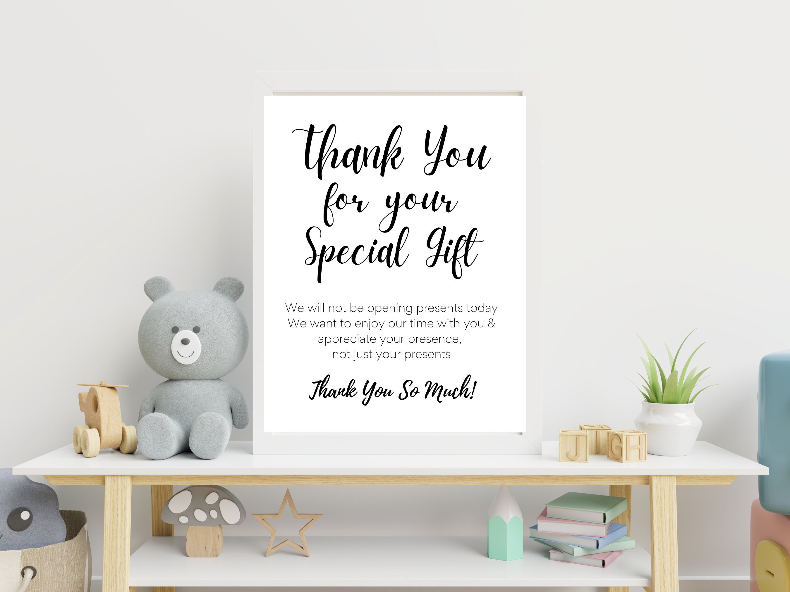 Not Opening Presents Printable, Thank You for Your Special Gift ...