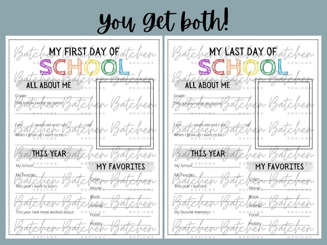 First Day of School Questionnaire, Back to School Interview, Last Day ...