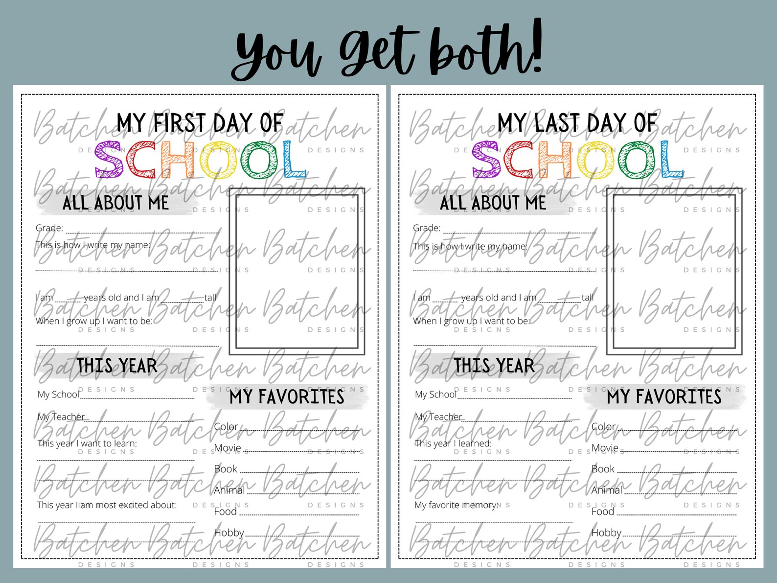 First Day of School Questionnaire, Back to School Interview, Last Day ...