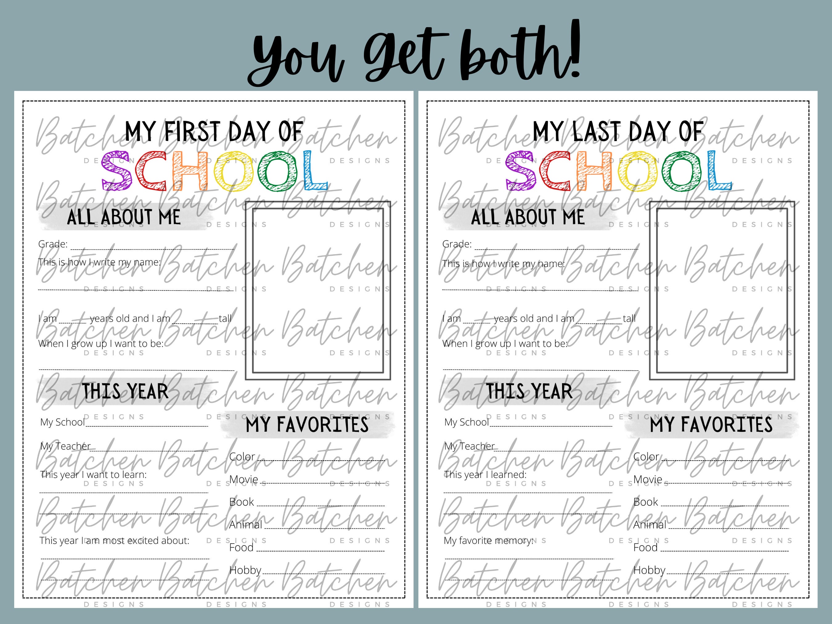 First Day of School Questionnaire, Back to School Interview, Last Day ...