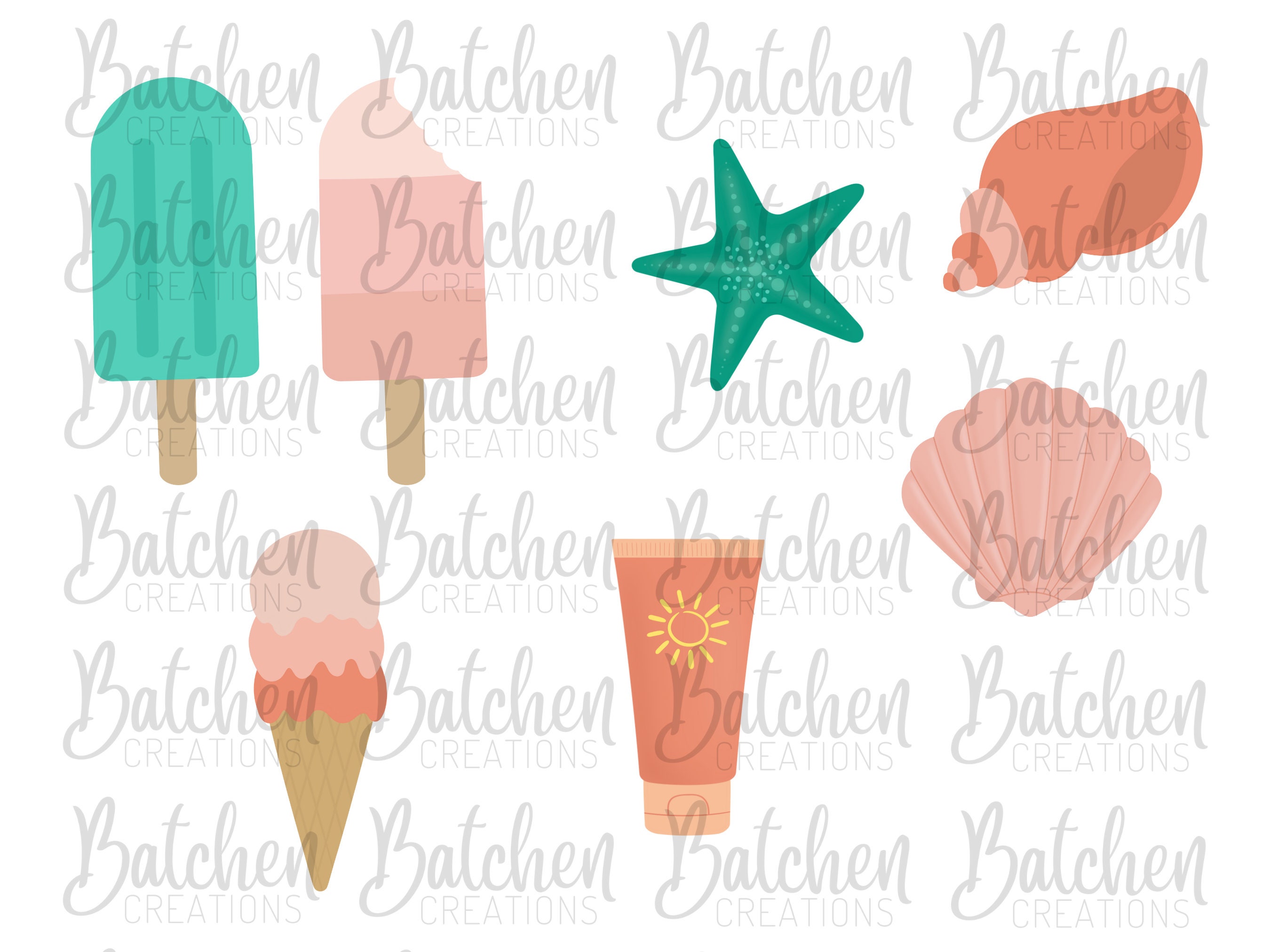 Beach Clipart for Summer, Summer Tropical Clipart, Beach Time, Hello ...