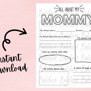 All About My Mommy, Mother's Day, Questionnaire, Activity Sheet, Bonus ...