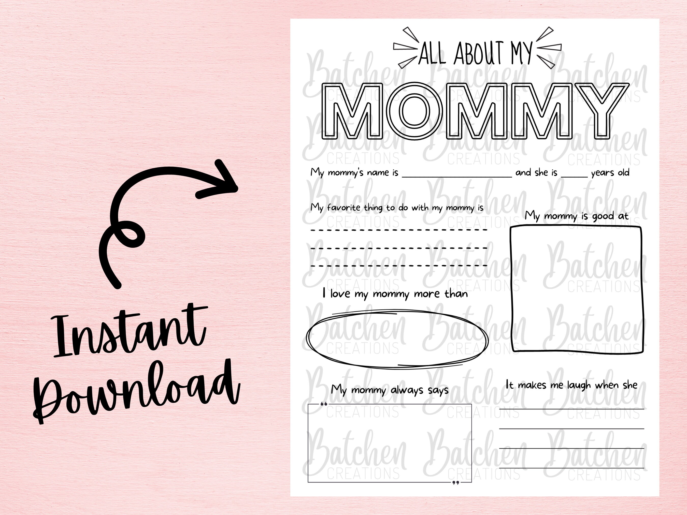 All About My Mommy, Mother's Day, Questionnaire, Activity Sheet, Bonus ...