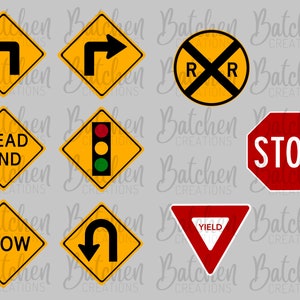 Traffic Signs Clipart, Road Signs, Pretend Play, PNG Files, Digital ...