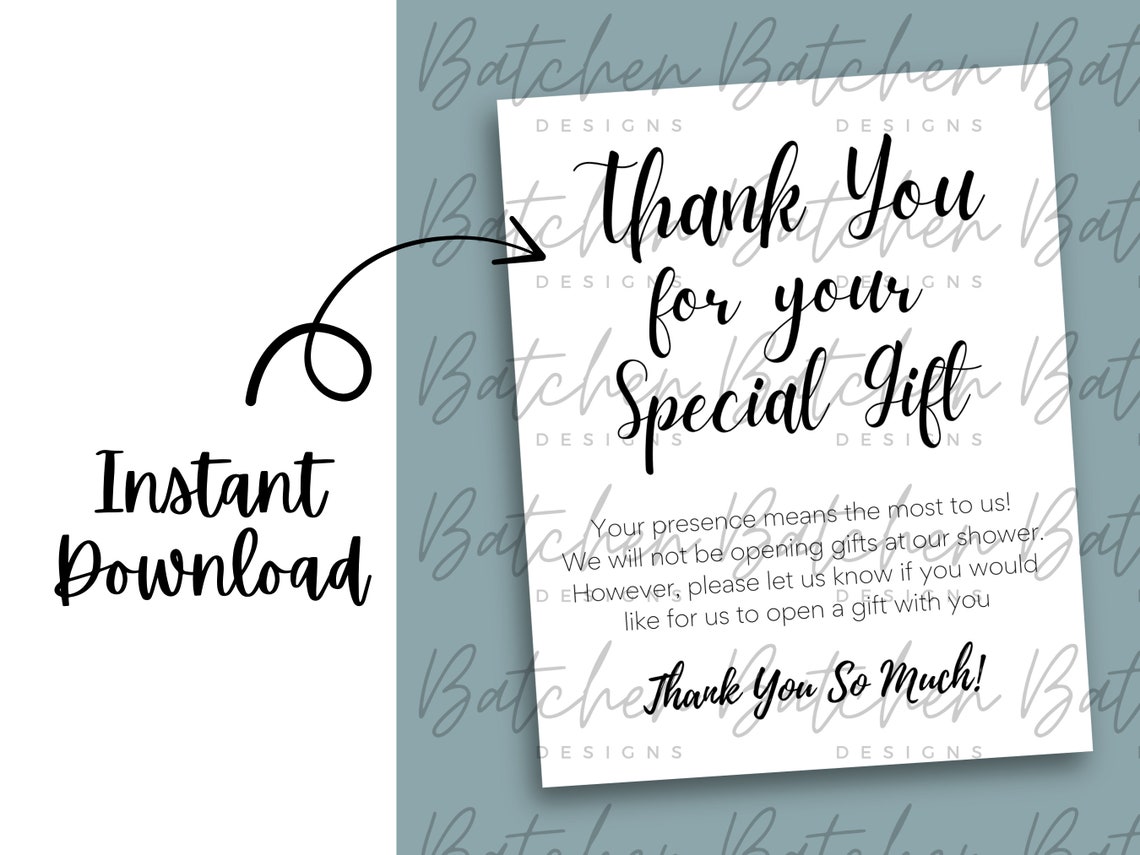 Not Opening Presents Printable, Thank You for Your Special Gift ...