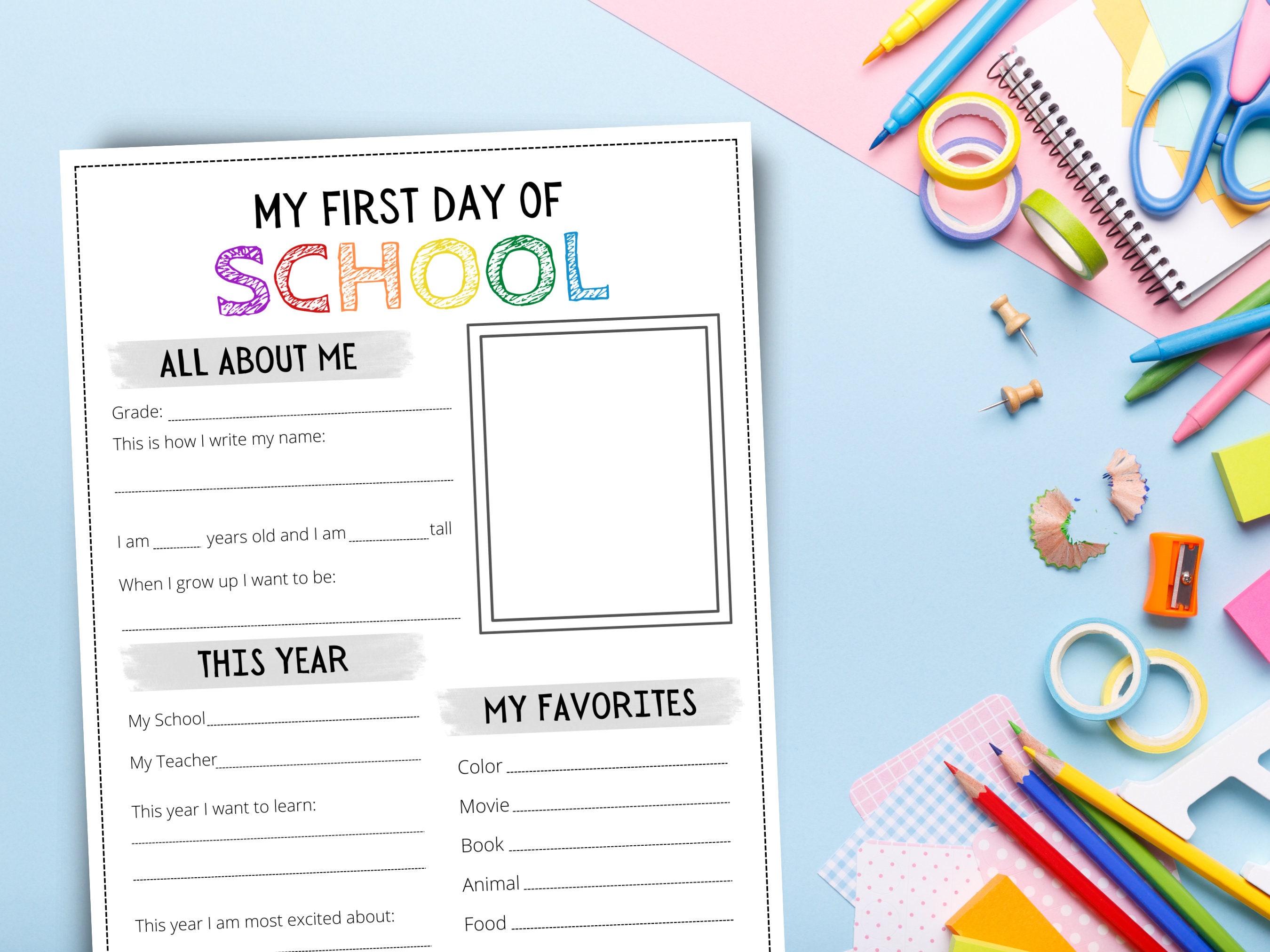 First Day of School Questionnaire, Back to School Interview, Last Day of School Printable, Back ...